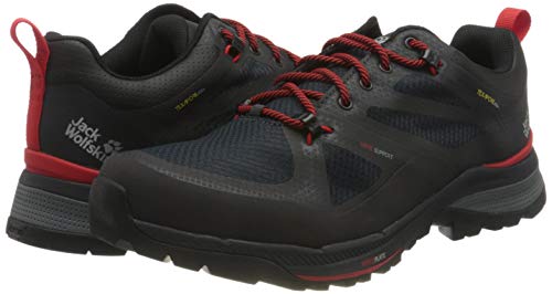 Jack Wolfskin Men's Force Striker Texapore Low Hiking Shoe Boot, Phantom/Red, 9.5