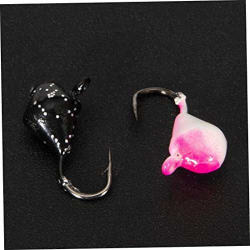 KANTANZE Ice Fishing Jigs Fishing Lures with Tackle Box for Walleye Perch 10PCS Pink.
