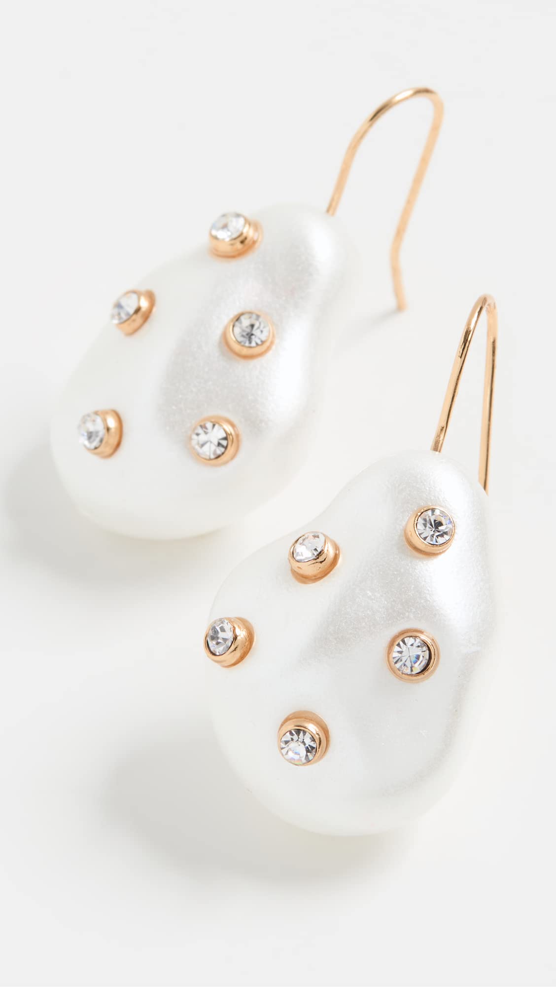 Kenneth Jay Lane Women's Gold With White Pearl Earrings, Gold, One Size