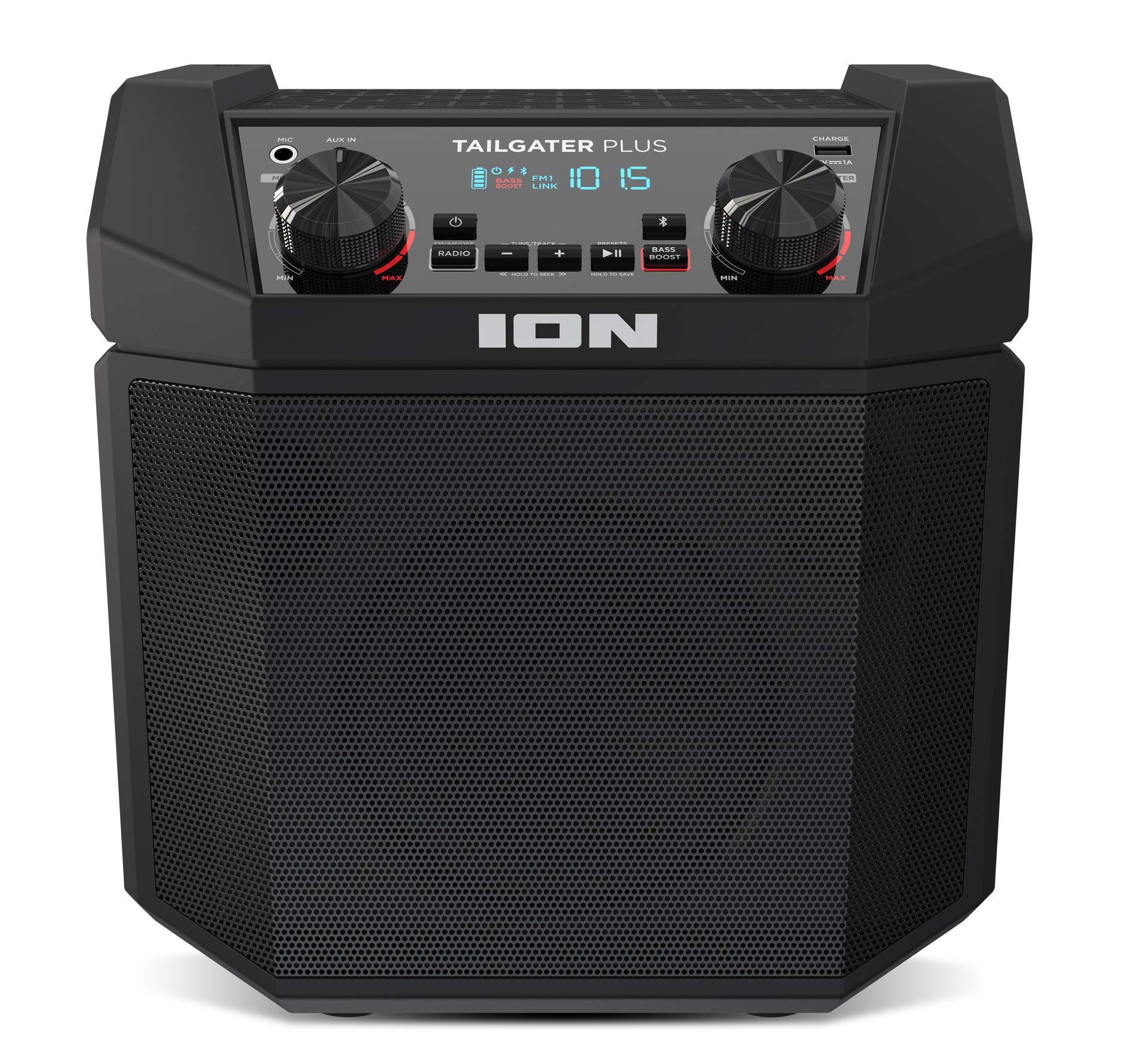 ION Audio Tailgater Plus - 50W Portable Outdoor Wireless Bluetooth Speaker with 50 Hour Battery, Microphone, Radio and USB Charging