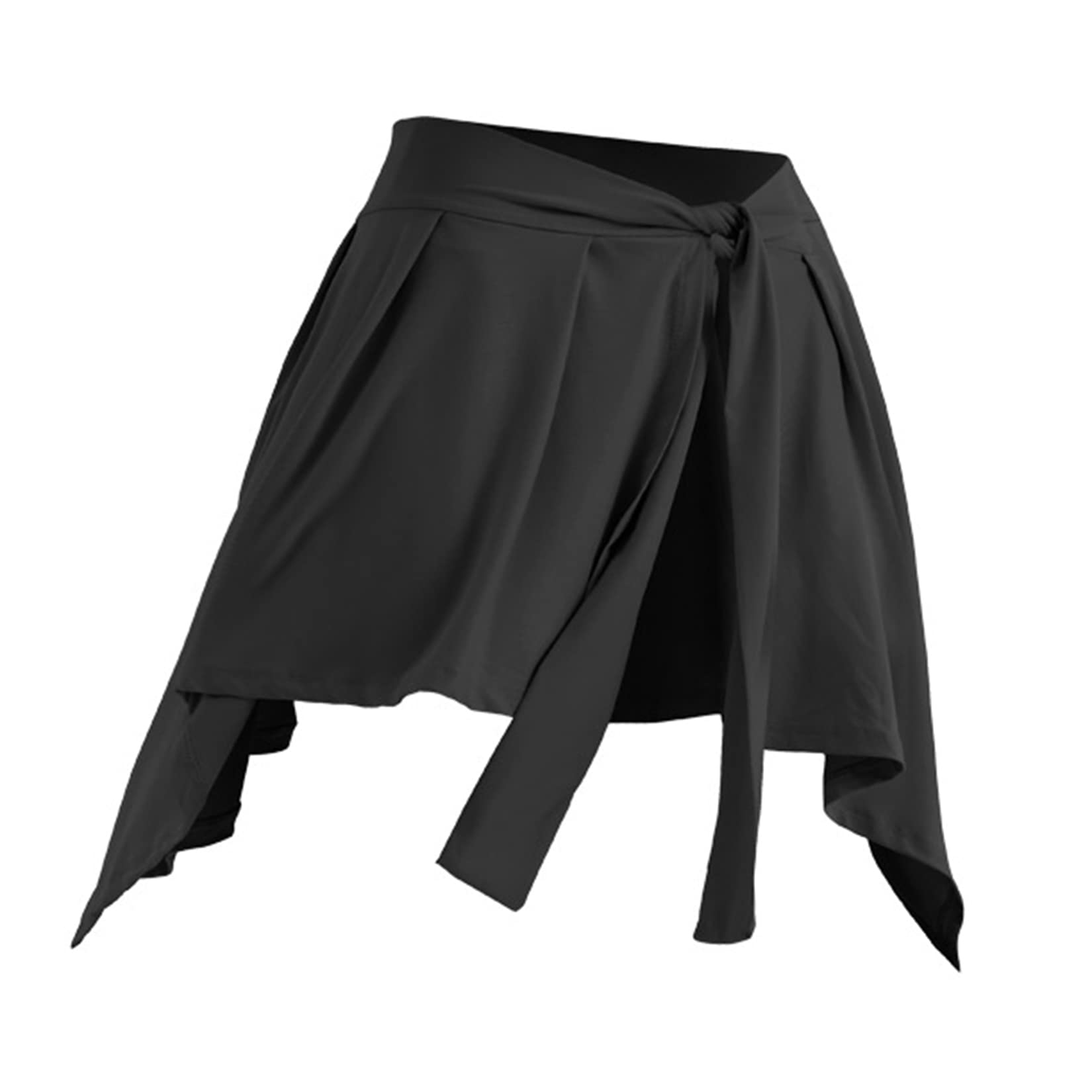 Lu's Chic Women's Ruched Tennis Wrap Skirt Stretch Tie Up Skirt Light Comfy Loose Stretchy Yoga Black One Size