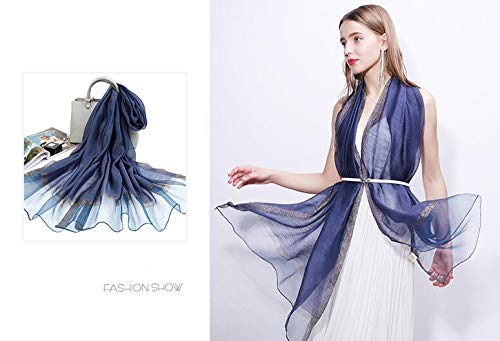 HURESON Lightweight Silk Scarf Elegant Soft Shawls and Wraps for Evening Dresses glitter Scarves for Women for All Seasons (Navy blue)
