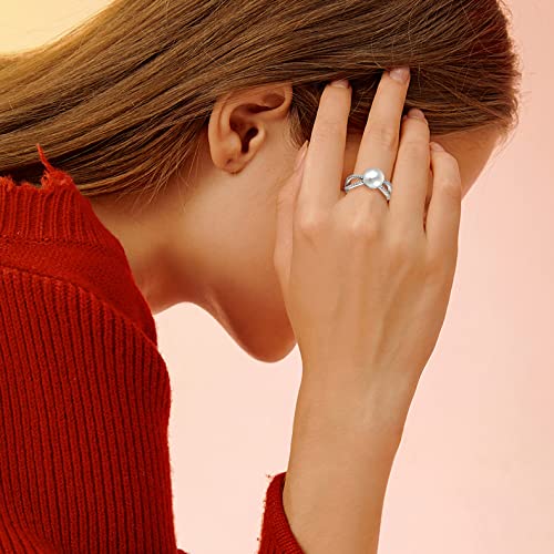 JO WISDOM Pearl Ring,925 Sterling Silver Cubic Zirconia Women's Rings,size10