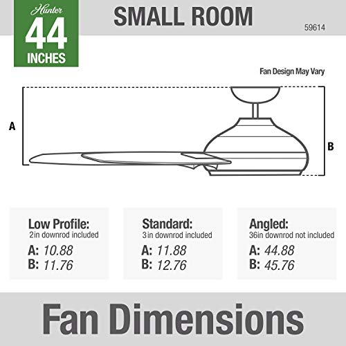 Hunter Fan Company Kennicott 44-inch Indoor/Outdoor Fresh White Casual Ceiling Fan Without Light Kit, Includes Wall Control, Reversible WhisperWind Motor, and SureSpeed Technology