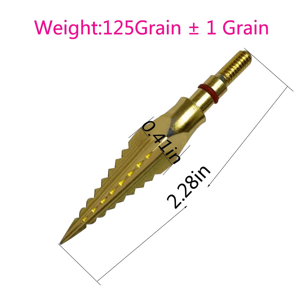 Hunting Broadheads, 6PK Traditional Hunting Arrow Head Archery Broadheads 100/125 Grains Arrow Tips for Hunting and Shooting Game (Gold)