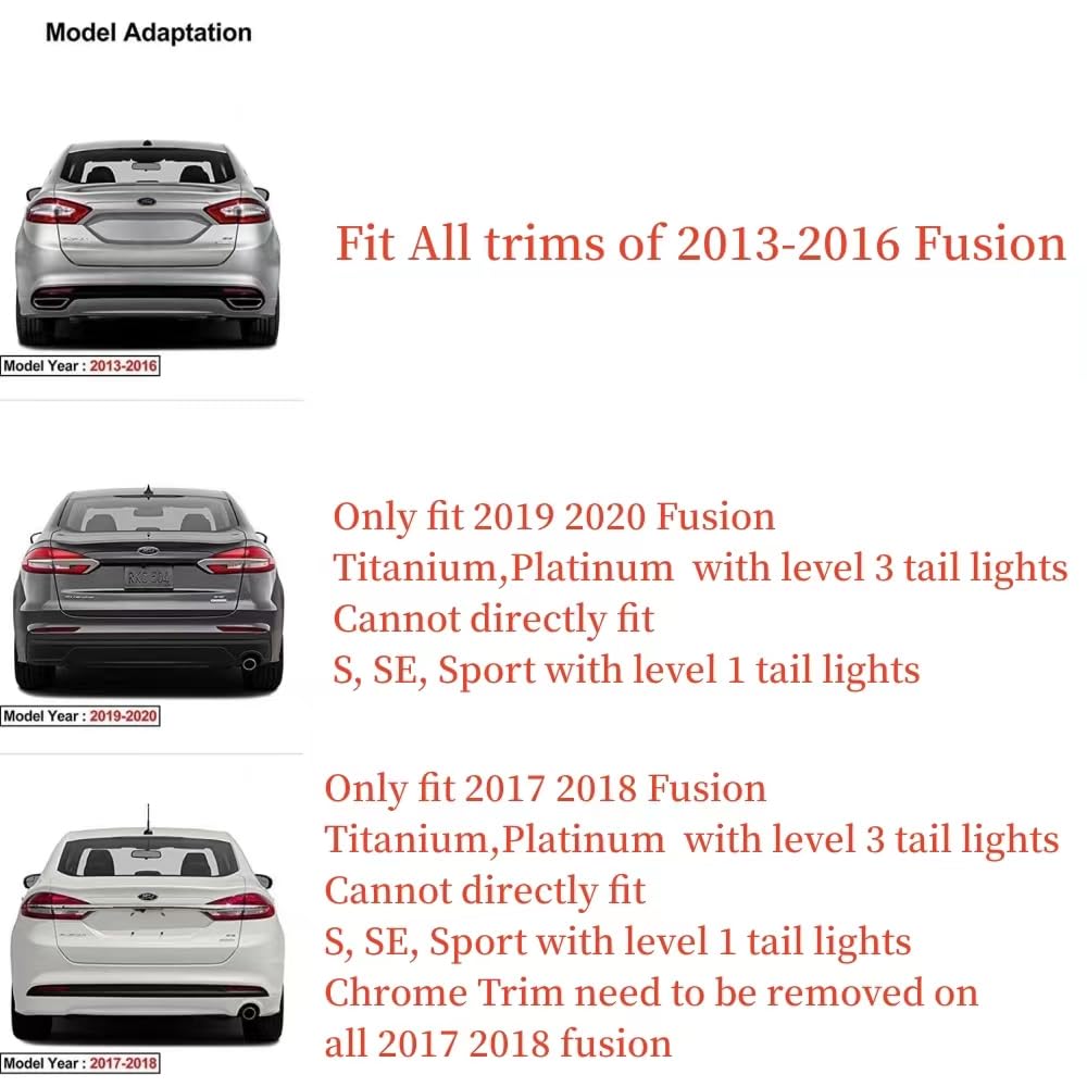 Inguinity Time LED Tail Lights For Ford Fusion 2013-2016 With Start Up Animation Sequential Indicator Rear Lamps Assembly