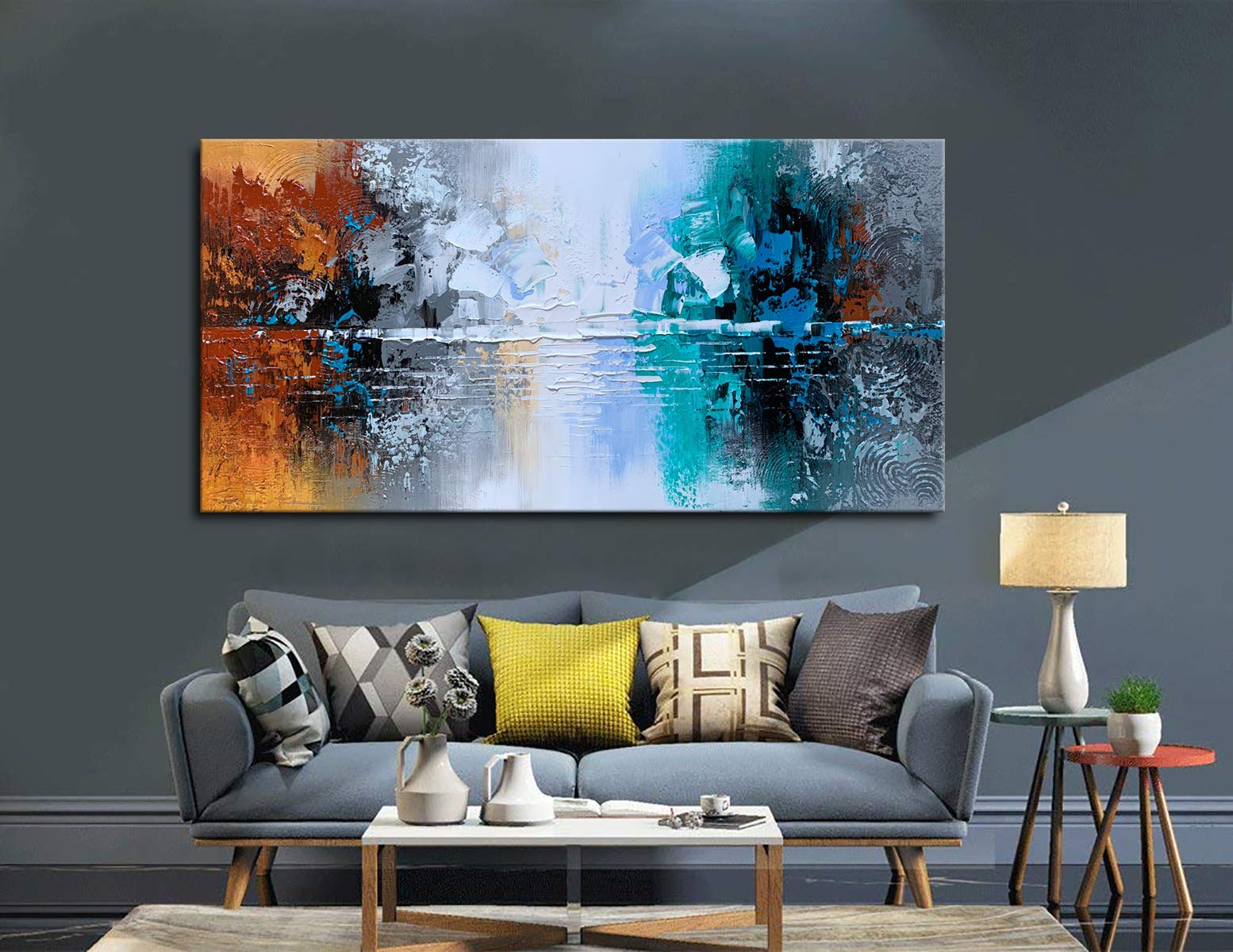 Hand Painted Textured 3D Oil Painting on Canvas Abstract Wall Art Landscape Artwork