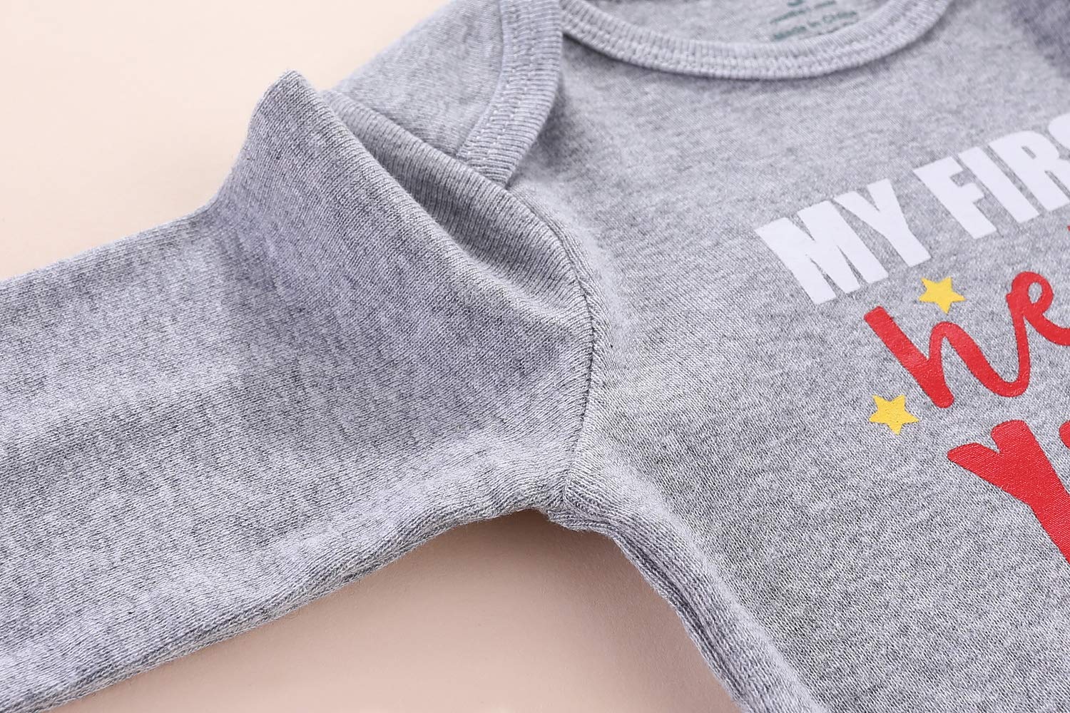 Infant Bodysuit My First New Year Romper Outfit Newborn Baby Long Sleeve One-piece Jumpsuit (gray, 0-3 Months)