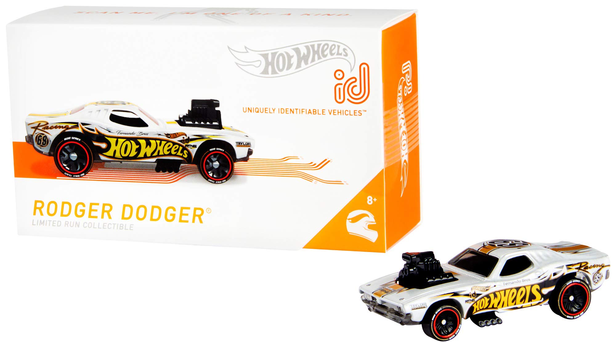 βHot Wheels id Vehicleβ Roger Dodgerβ with Embedded NFC Chip, Uniquely Identifiable, 1:64 Scale, for Kids Ages 8 Years and Older