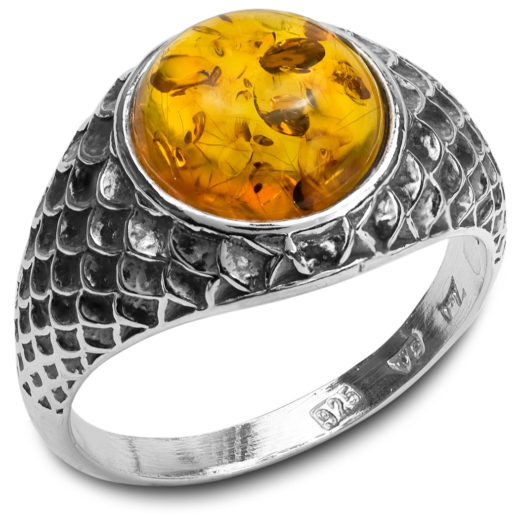 Ian and Valeri Co. Amber Sterling Silver Round Classic Ring