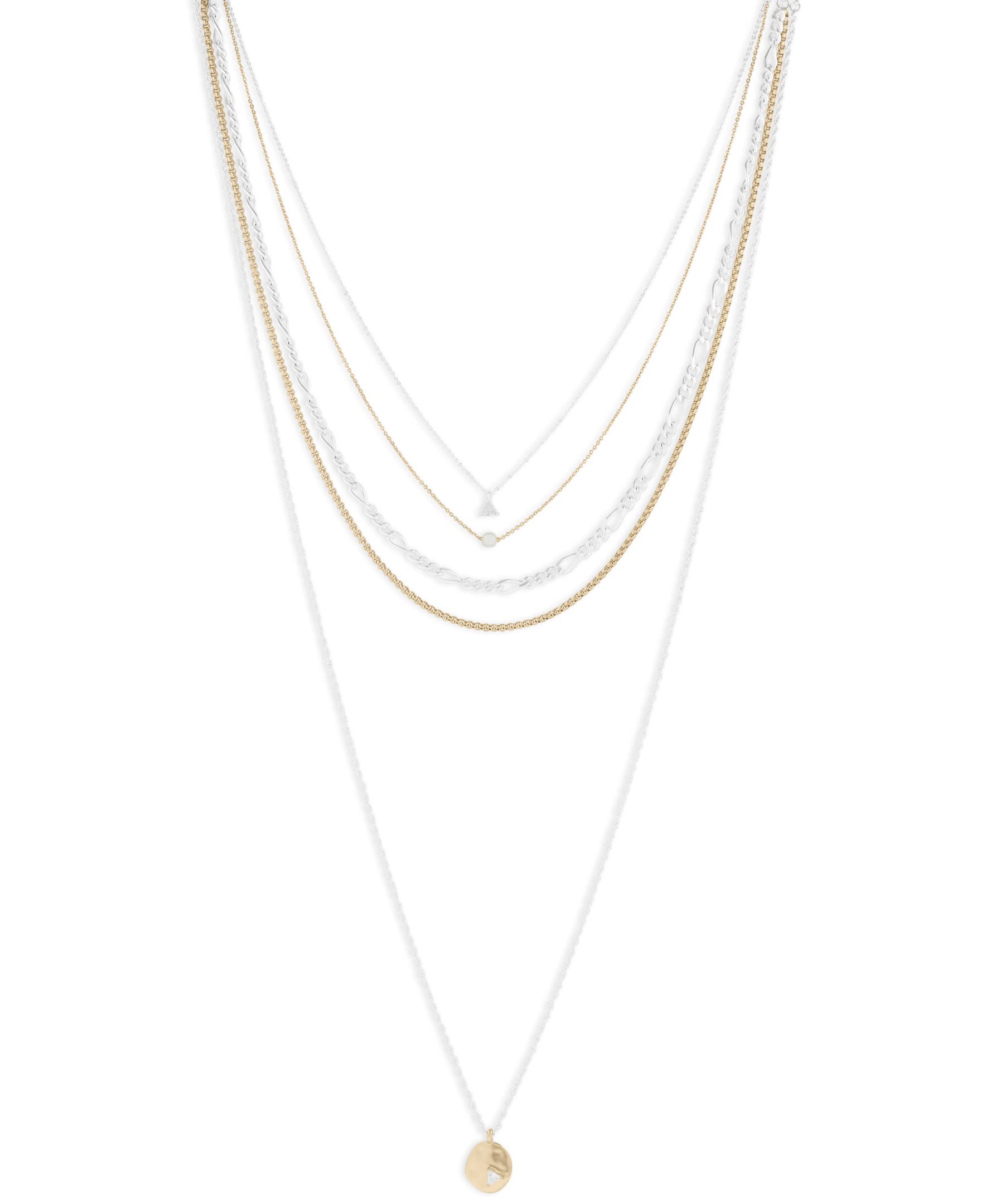 Lucky Brand Modern Multi Chain Layer Necklace,Two Tone,One Size