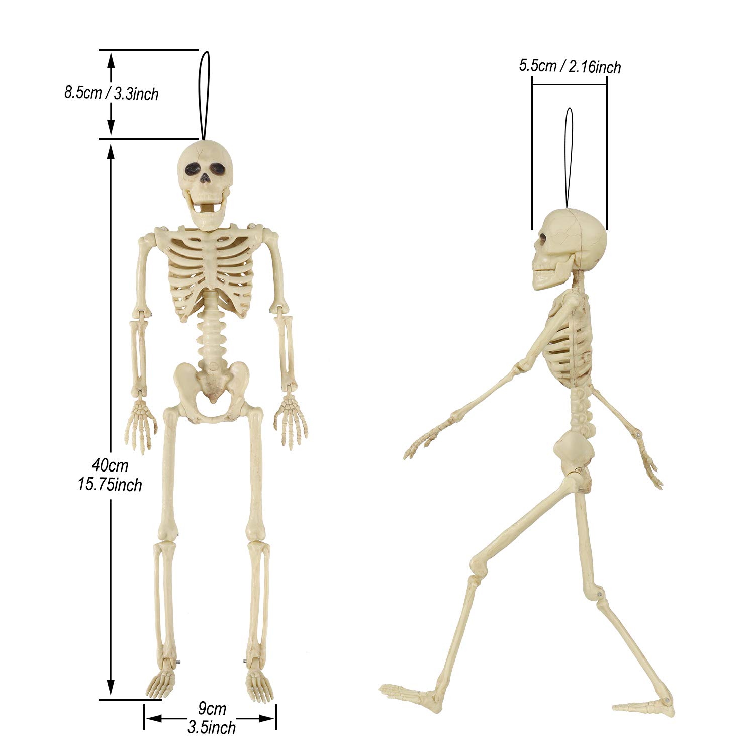 Halloween Hanging Skeleton Ghosts Full Body with Movable Posable Joints Scary Props for Front Yard Patio Lawn Garden Party Décor and Holiday Decorations (5, White)