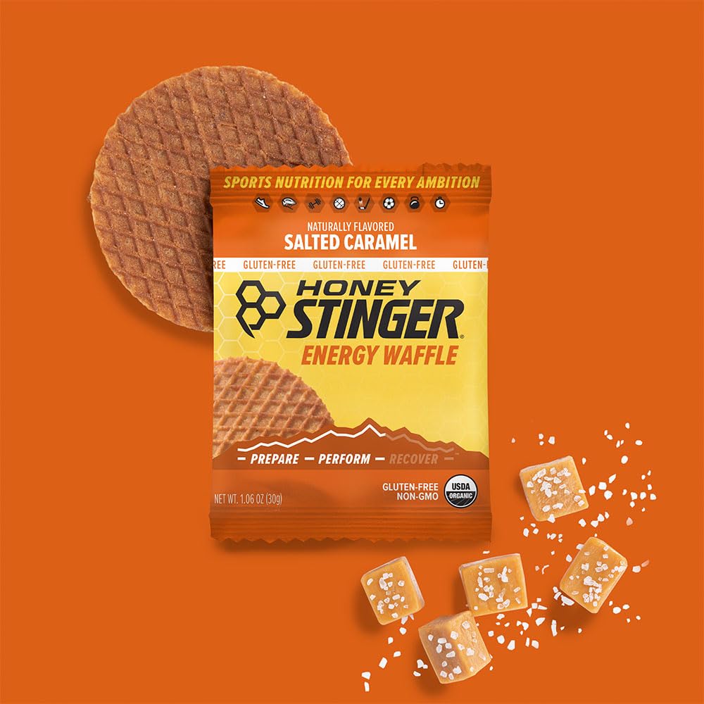 Honey Stinger Gluten Free Organic Waffles β Variety Pack With Sticker and Polybag β 12 Count β Energy Source for Any Activity β Salted Caramel & Cinnamon - 6 of Each Flavor