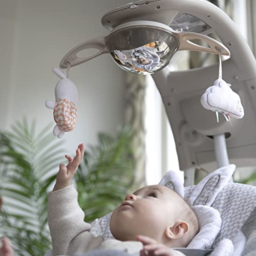 Ingenuity InLighten 6-Speed Foldable Baby Swing with Light Up Mobile, Swivel Infant Seat and Nature Sounds, 0-9 Months Up to 20 lbs (Twinkle Tails Bunny)
