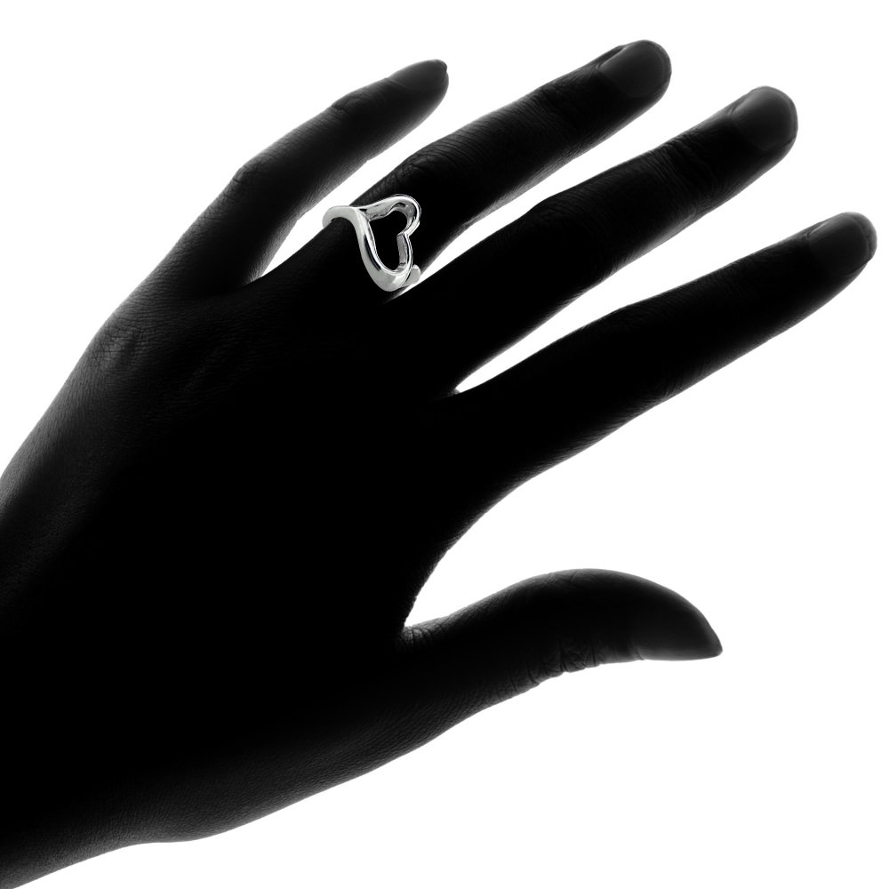 Hoops & Loops 925 Sterling Silver Sideways Open Heart Wrap Ring for Women Teen Girls, Size 8