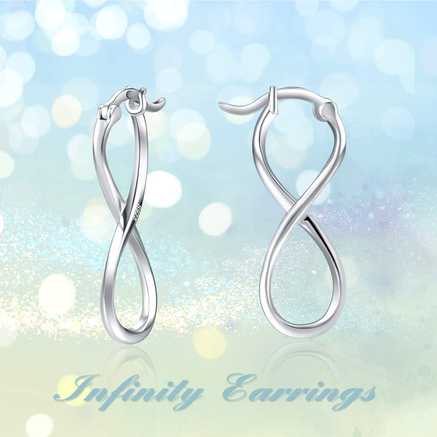 Infinity earrings 925 Sterling Silver Infinity Hoop Earrings Figure 8 Twisted Earrings for Women Jewelry