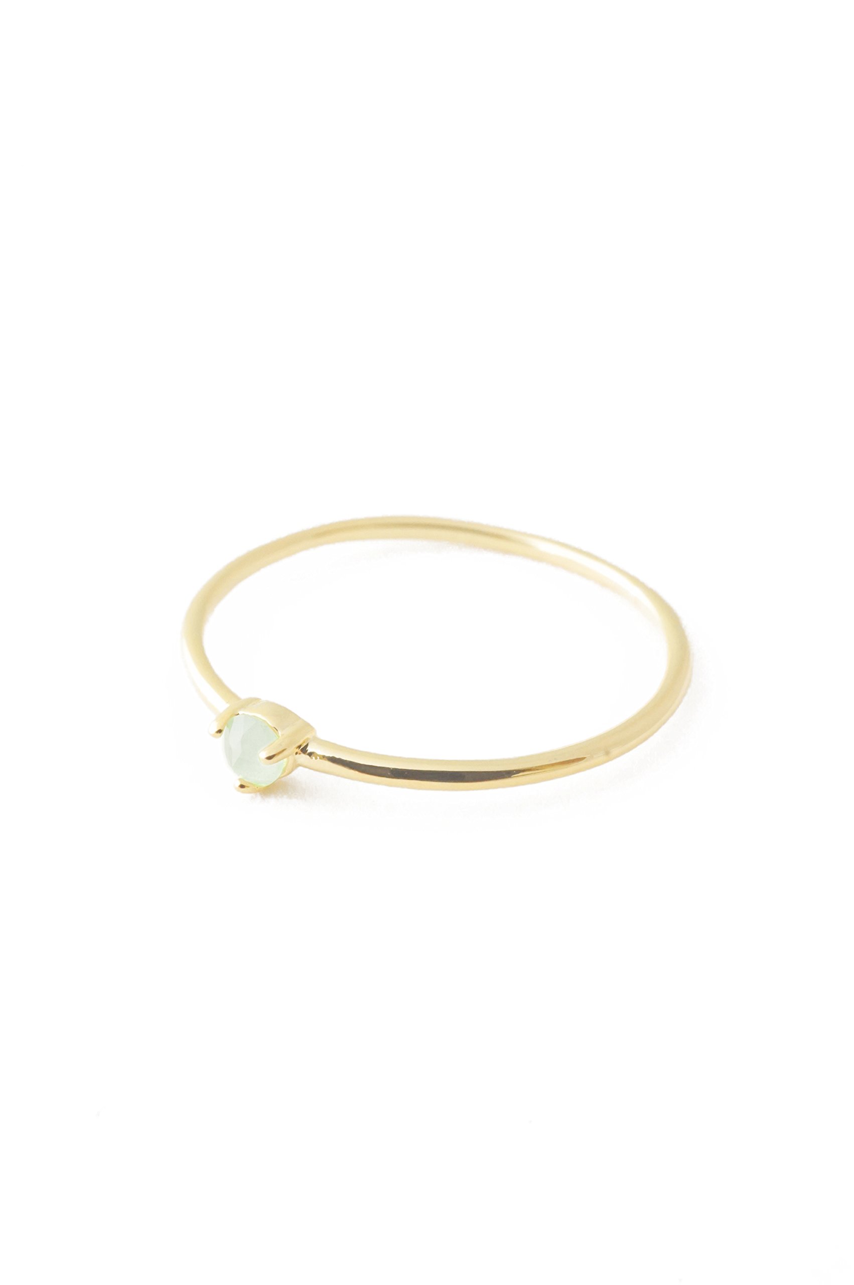 Honeycat Green Jade Point Crystal Ring in 18k Gold Plate | Minimalist, Delicate Jewelry (Gold, 8)