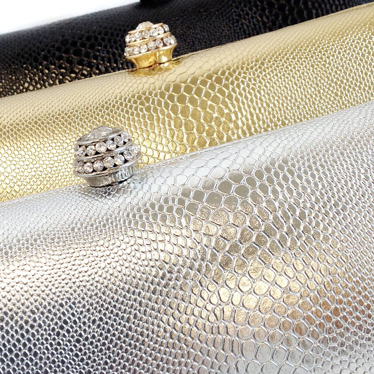 JNB Women's Metallic Material Hard Case Evening Party Clutch,Gold