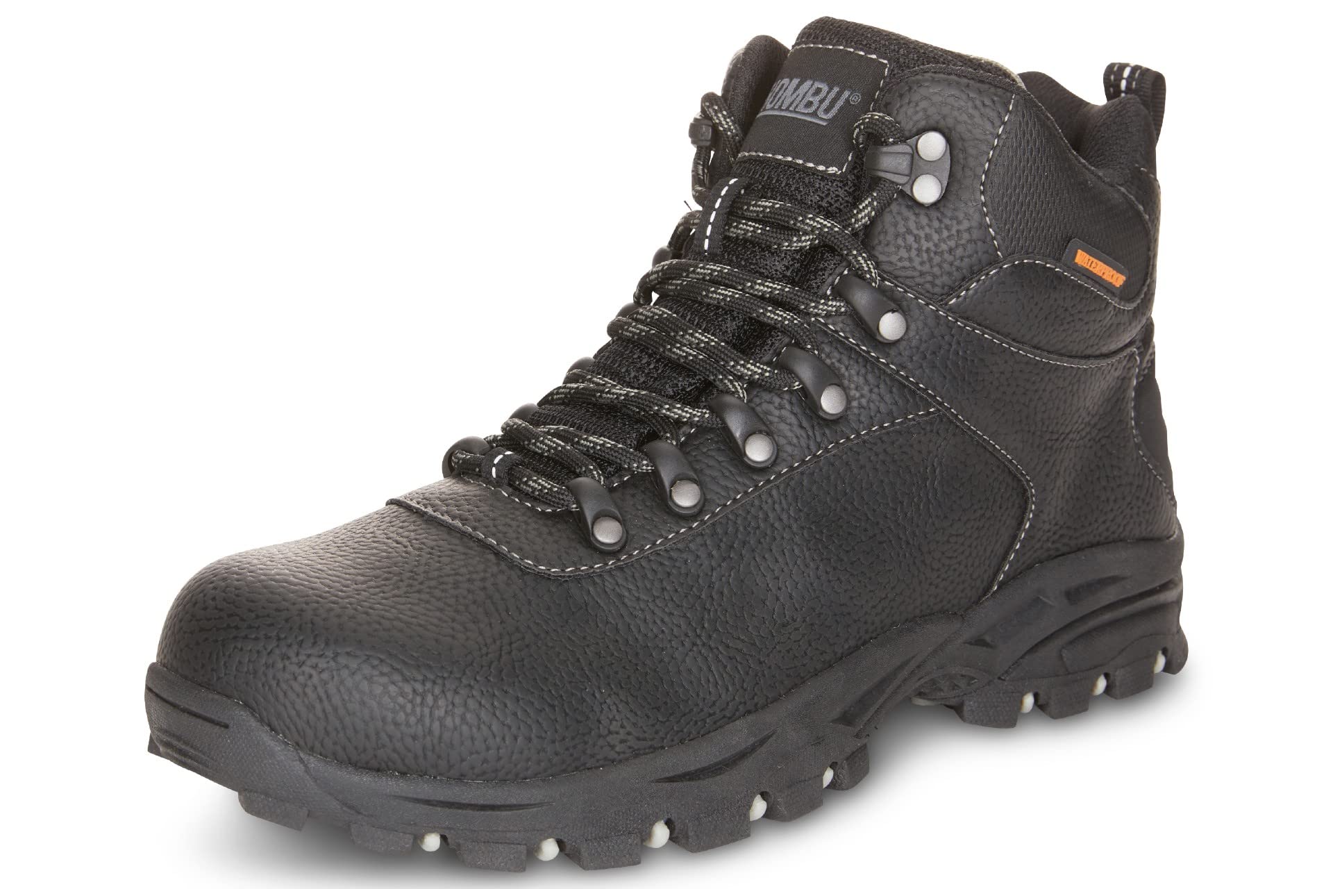 Khombu Men’s Hiking Boots (Jared) Water and Slip Resistant Shoes with Laces, Round Toe, Black, 10