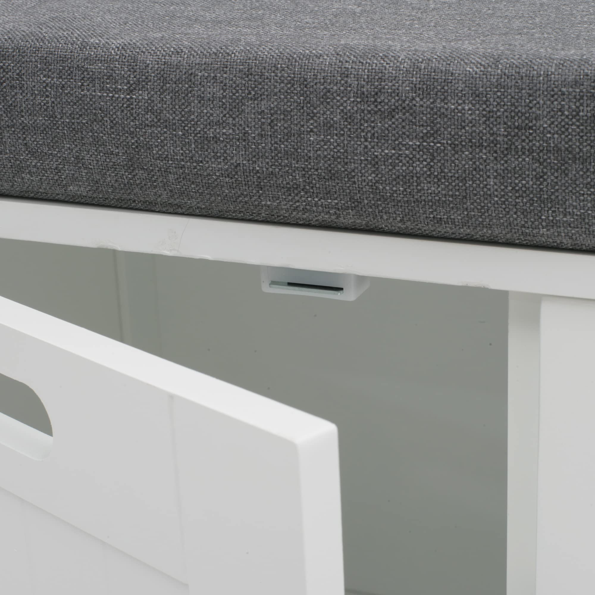HOMEFORT Shoe Storage Bench, Wooden Shoe Bench with 3-Door Cabinets, Entry Way Home Organizer Bench, Entryway Bench with Padded Cushion Seat, White Storage Bench for Bedroom