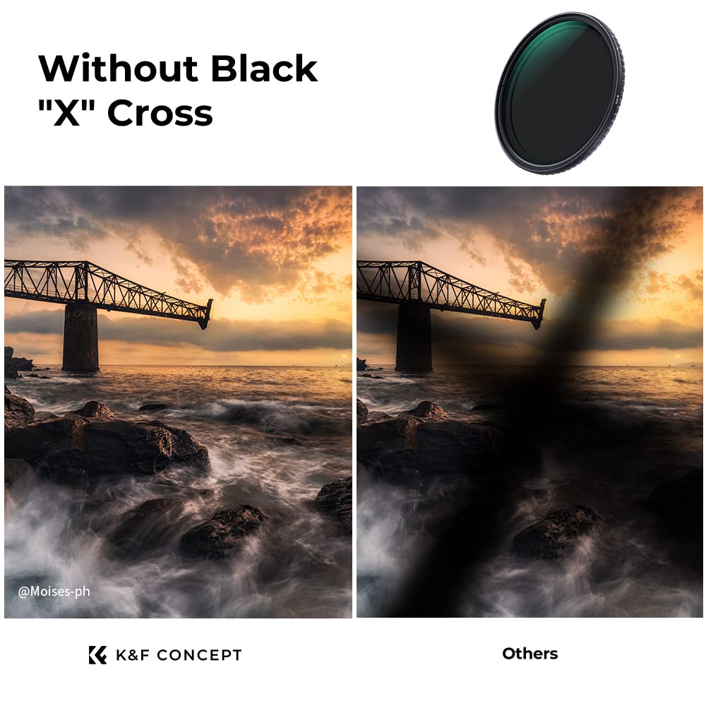 K&F Concept 67mm Variable ND2-32 Lens Filter & Filter Cap Kit (2 Pcs) Adjustable Neutral Density Lens Filter with TPU Filter Cap for Lens Filter