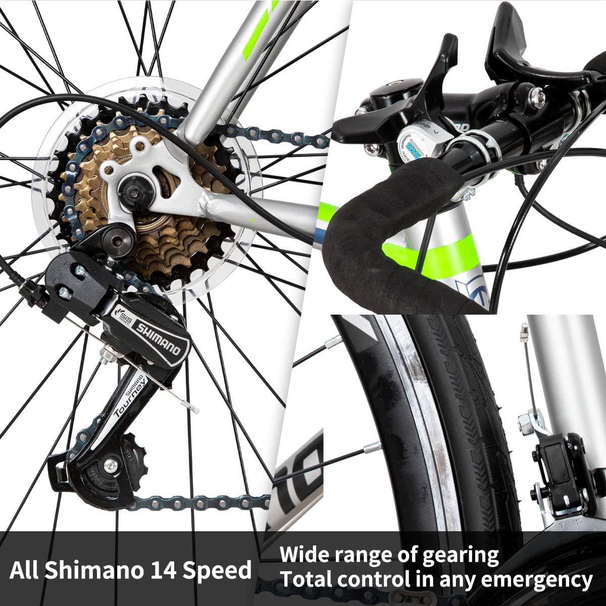 Hiland Road Commuter Bike 700C Wheels 14 speeds Racing Bike for Men Womens