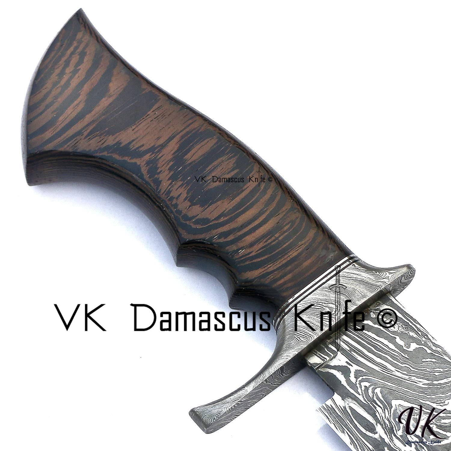 JNR Traders Damascus Steel Fixed Blade Bowie Knife with Leather Sheath -2300