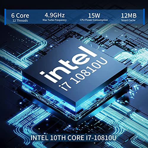 YLIMPC M3 i7 Mini PC, Intel i7 10810U 10th Gen 6-Core Processor up to 4.9GHz, 16GB RAM 500GB SSD Windows 11 Pro Small Desktop Computer with 2.5Gbps LAN/Bluetooth 5.0/WiFi/HDMI/DP/4K UHD Graphics
