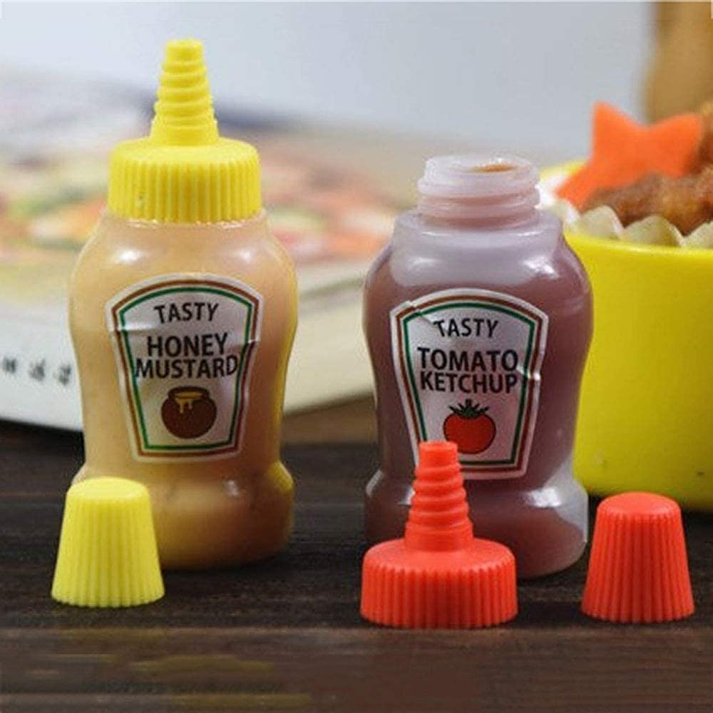 Mini Ketchup Bottles, 25ml Refillable Condiment Squeeze Bottle Salad Dressing Tomato Ketchup Mayo Syrup Squeeze Containers for Kids Adults Bento Box for Office Worker Bento Box Diner Condiment Mayo