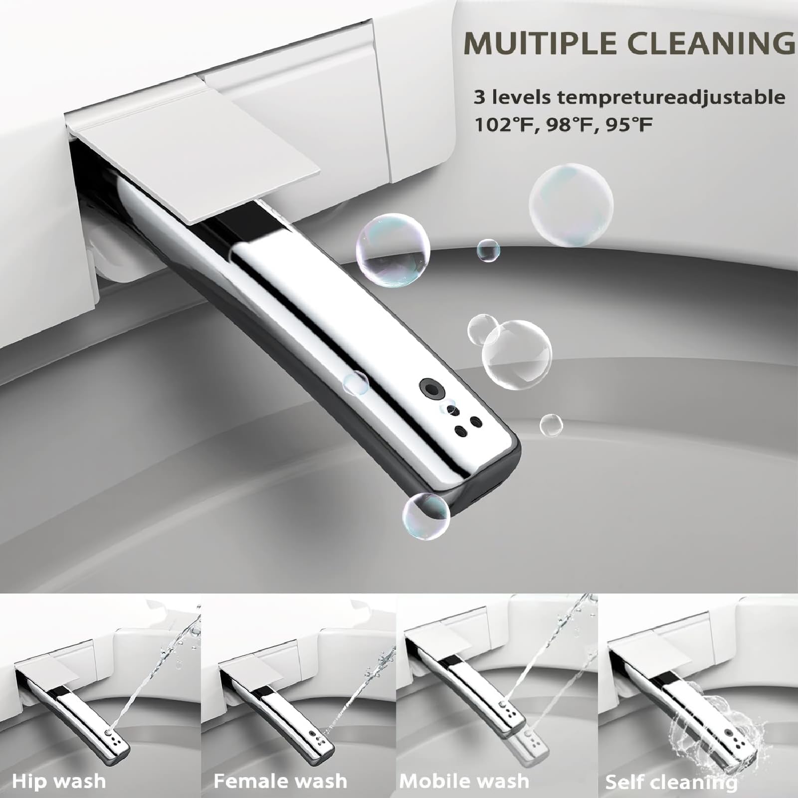 Toilet Smart Toilet Bidet Combo Ceramic White with Foot Sensor Open Cover/Seat Led Display Self-Cleaning Nozzle