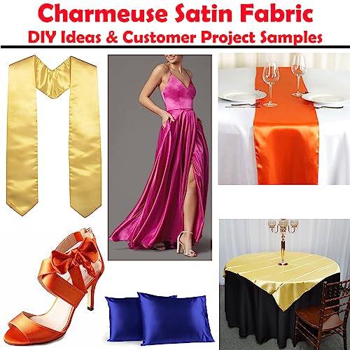 Satin Fabric | 2, 5, 10 Yards | Charmeuse Satin | 60" Wide | Silky & Shiny | Decoration, Fashion Crafts (Rich Gold, 2 Yards)