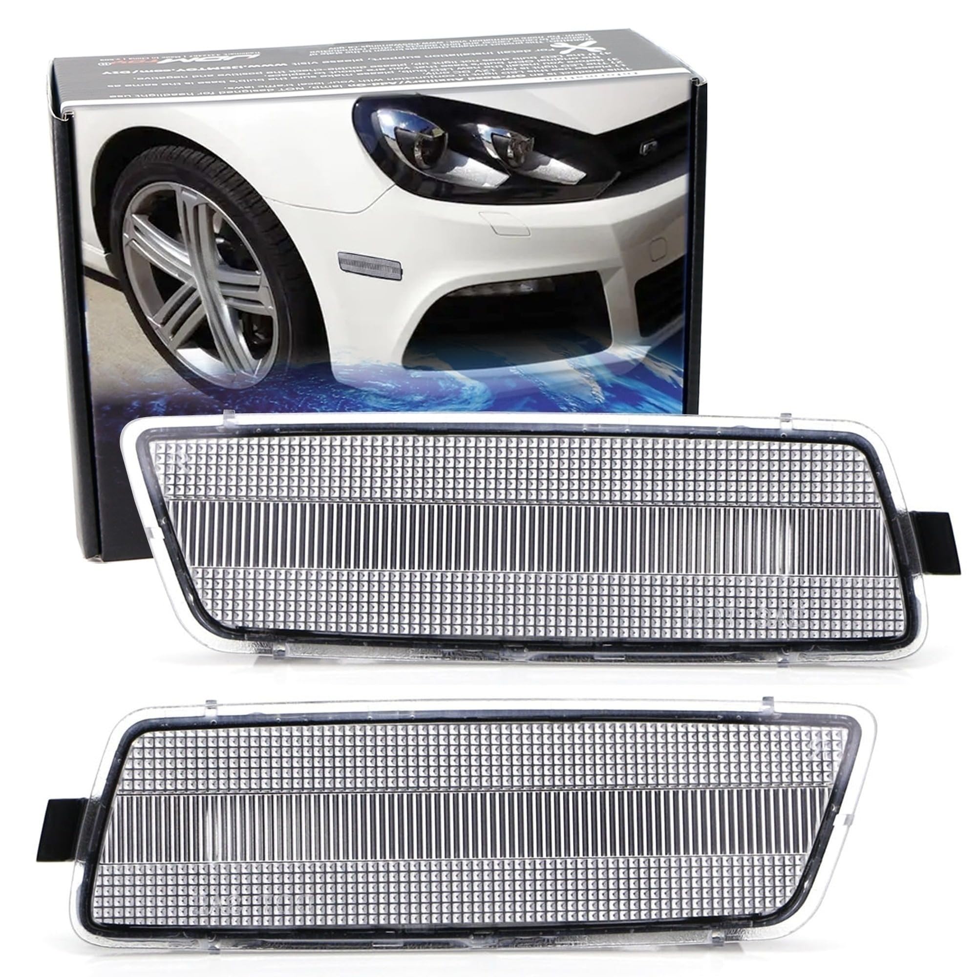 iJDMTOY Clear Lens Front Bumper Side Marker Light Housing Replacements Compatible with Volkswagen 2006-2009 MK5 Golf/GTI Rabbit, 2005-2010 Jetta, 2008 R32, Replace OEM Amber Sidemarker Lamps