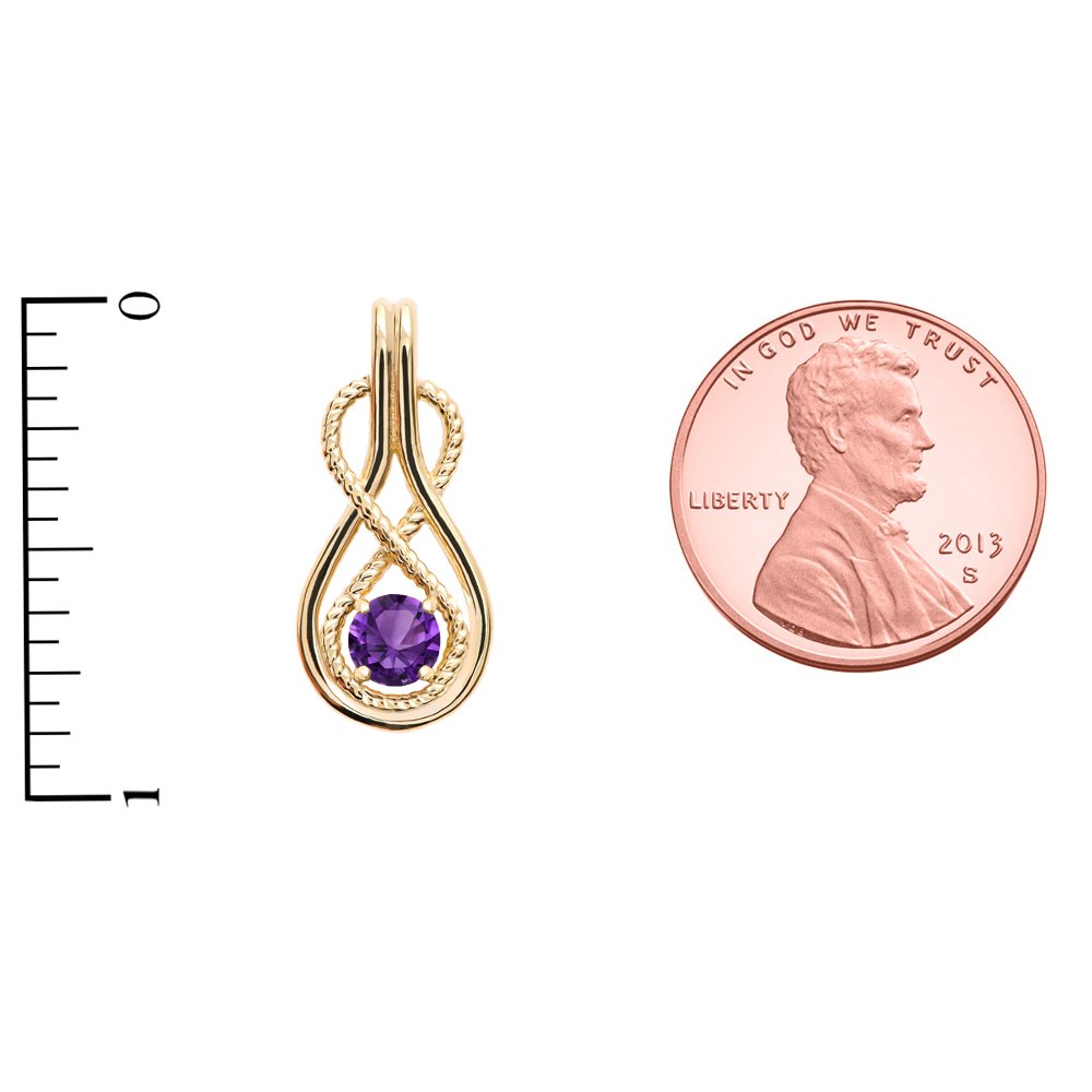 Infinity Rope February Birthstone Amethyst 10k Yellow Gold Pendant