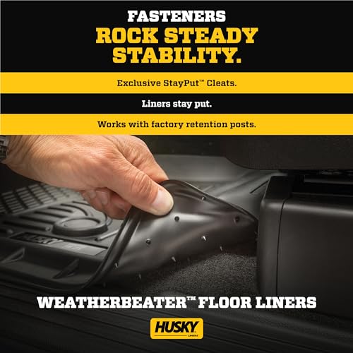 Husky Liners Weatherbeater Floor Mats | Fits 2017 - 2020 Ford Fusion/Lincoln MKZ | Front & 2nd Row, 3-pc Black - 98791