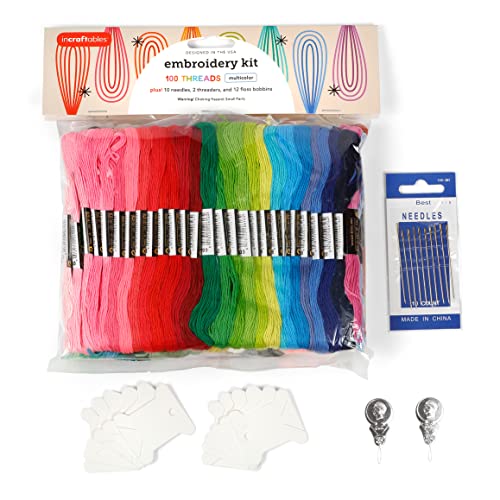 Incraftables Embroidery Thread for Bracelets 100pcs. Embroidery Floss for Friendship Bracelets String Making. Embroidery Floss Kit w/Needles, Threaders & Yarn Tools. Best Cross Stitch Rainbow Skeins