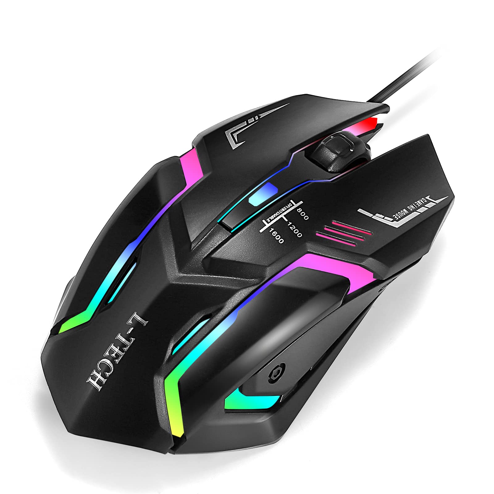INHANDA Wired RGB Gaming Mouse High Performance Mouse with Optical Sensor, 3 Buttons, 7 Color LED for Computer Notebook Laptop Office PC Home