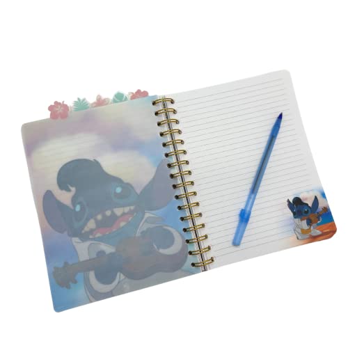 Innovative Designs Disney Stitch Tab Journal Notebook Elvis, Spiral Bound, 144 Lined Pages, 8 x 7 inches, Blue