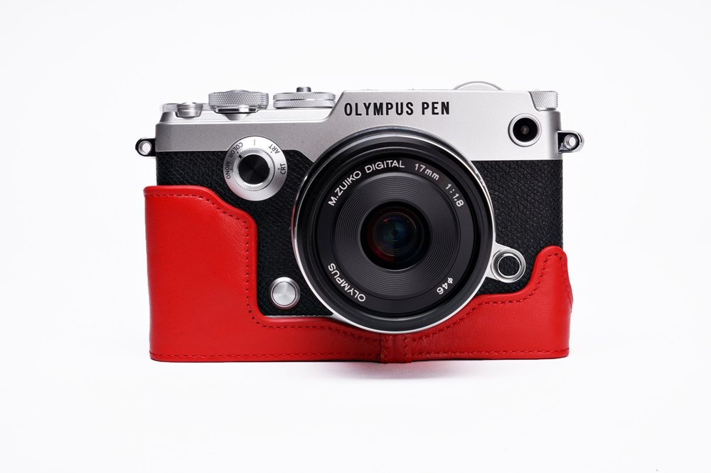 Handmade Genuine Real Leather Half Camera Case Camera Bag for Olympus Pen-F Pen F 7 Colors