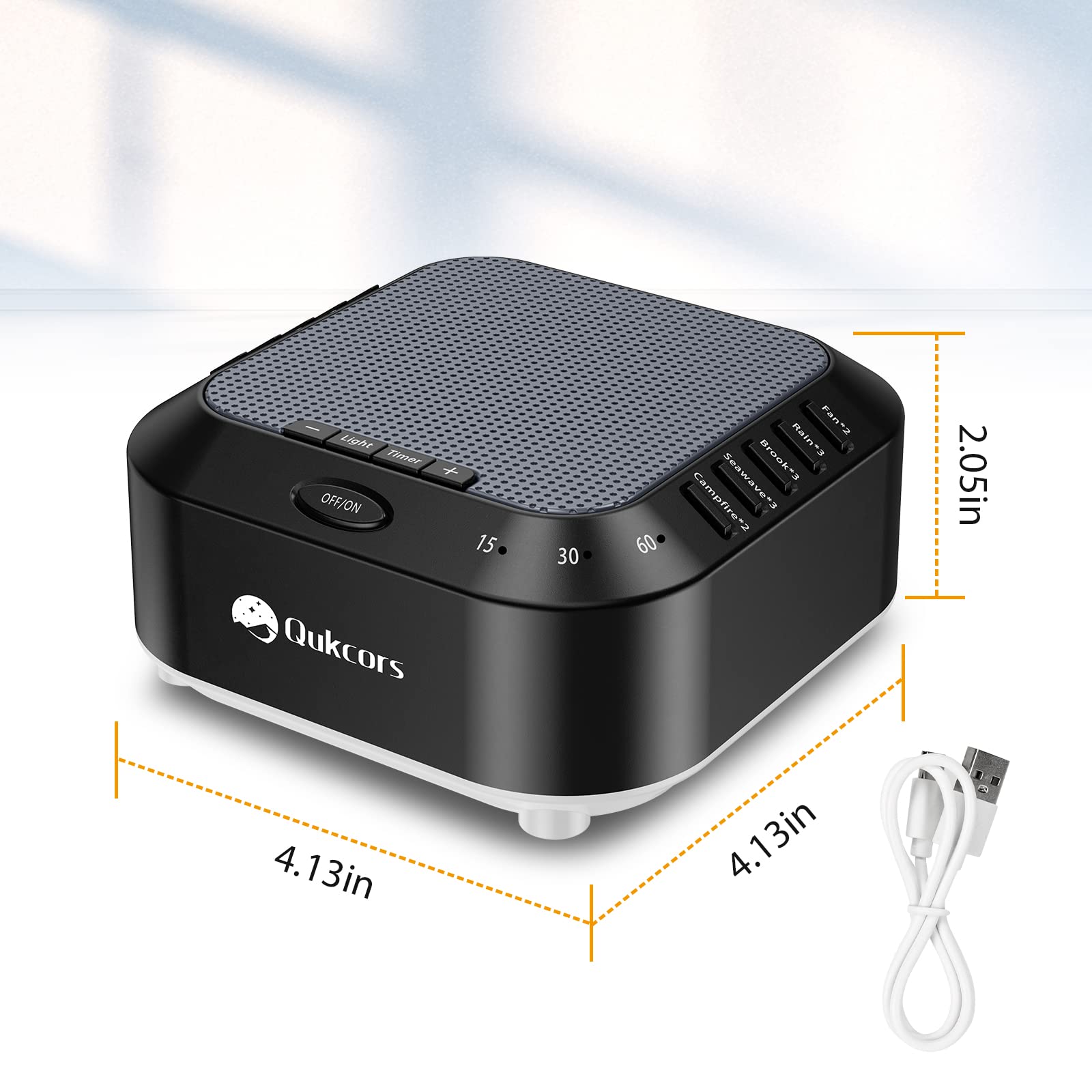 Qukcors White Noise Machine, Sleep Sound Machine with 28 Soothing Sounds, Sound Machine with Auto-Off Timer, Memory Function & Night Light for Sleeping, Sound Therapy for Baby, Kids and Adults