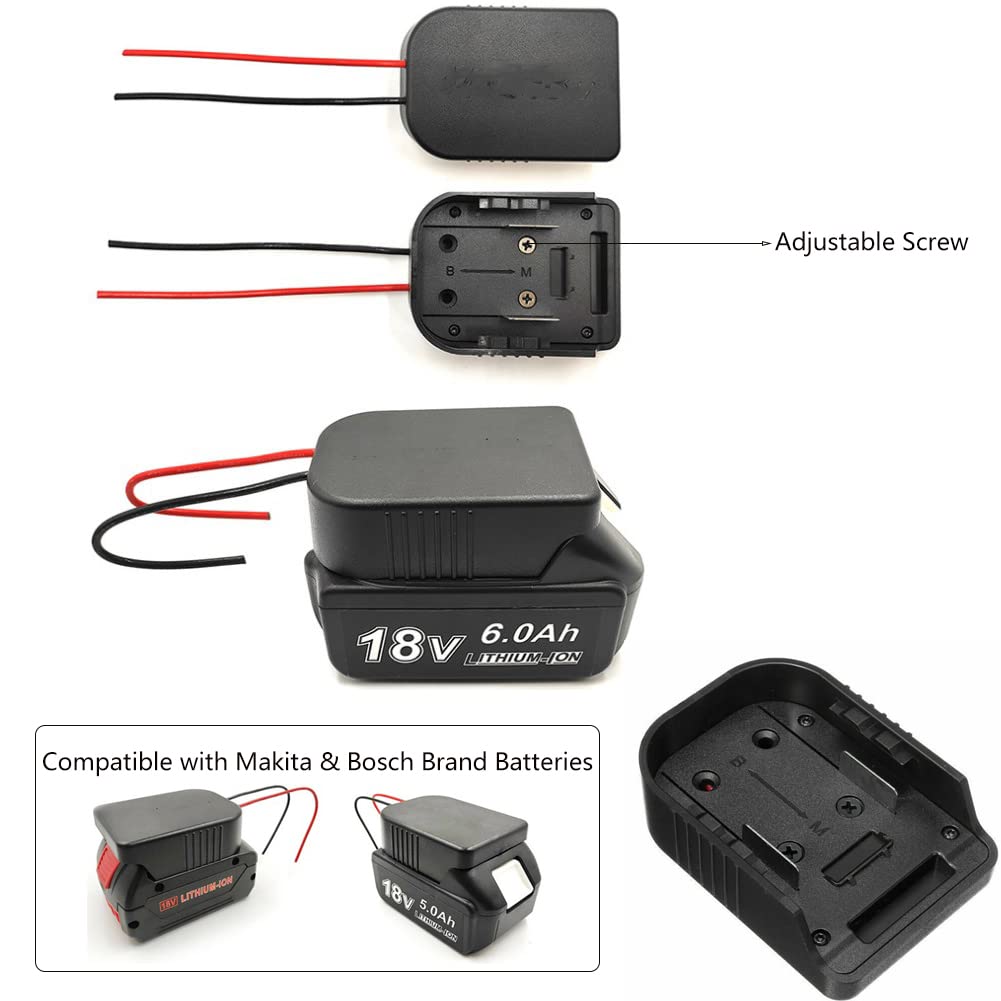 Hilitand Battery Power Mount Connector, 18V Battery Convertor with 10-inch 12-Wire Cable, Power Connector for Makita Series for Bosch Series