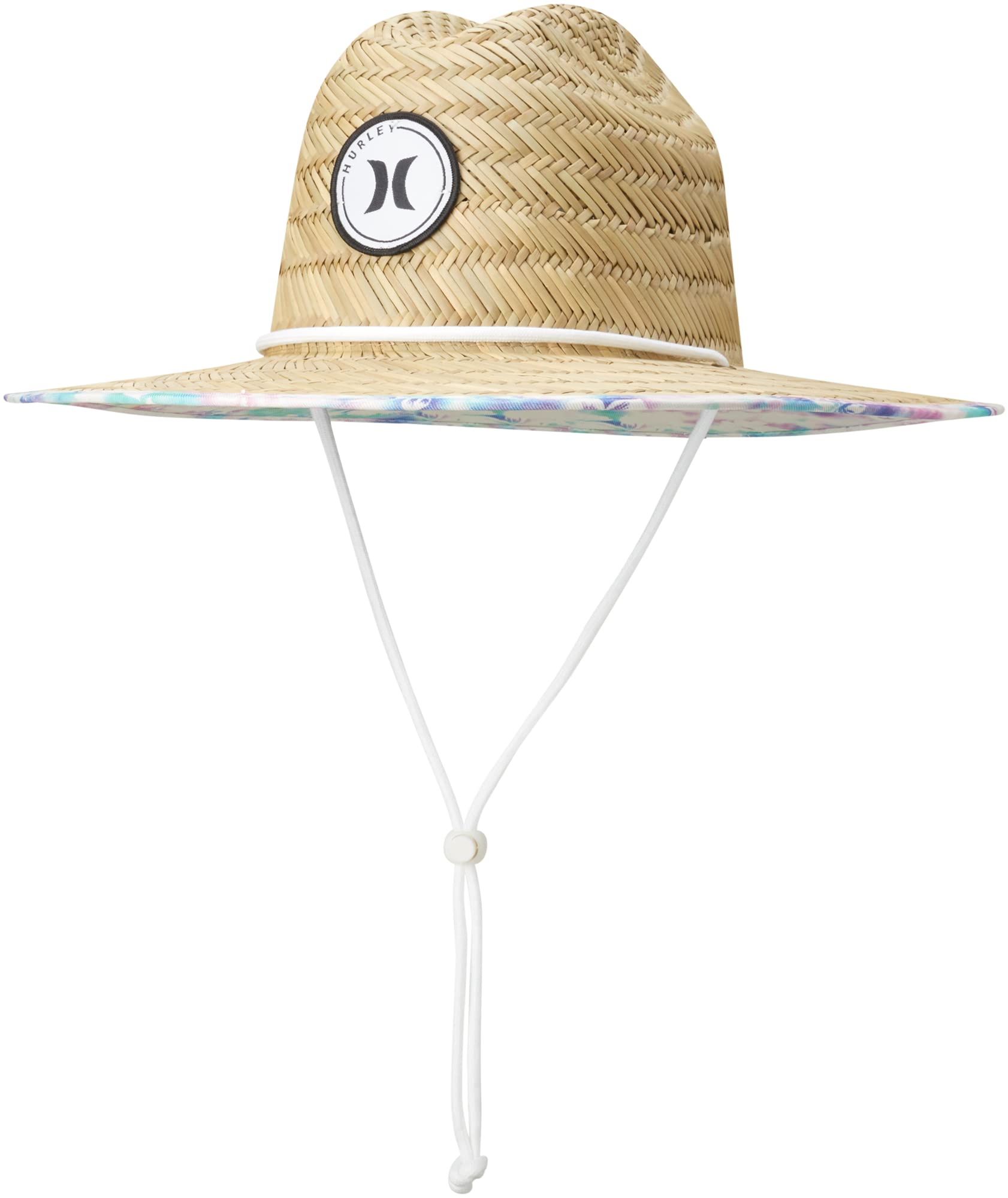 Hurley Women's Straw Hat - Capri Medium Brim Real Straw Lifeguard Sun Hat with Chin Strap, Size One Size, Light Aqua