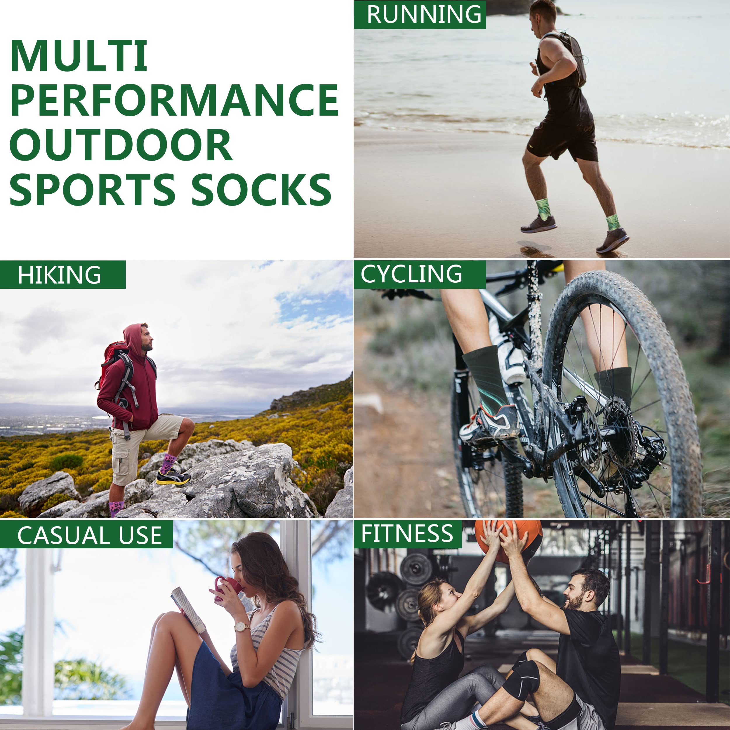 HUSO Galaxy Print Comfortable Moisture Wicking Dress Atheletic Mid Calf Hiking Socks 4 Pairs for Men Women (Multicolor, L/XL)