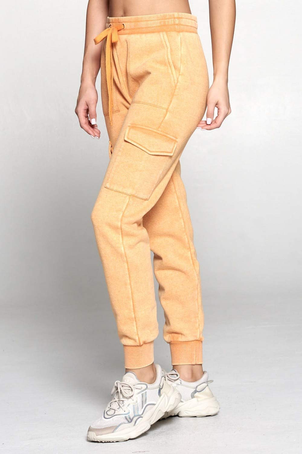 Khanomak Women's Cargo Jogger Pant Yellow Small