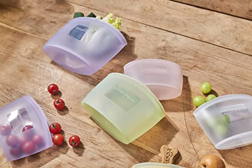 SiliPot Silicone Zipper Bag - Patented 3-Layered Zipper & 100% Platinum Silicone | Standing & Reusable Food Storage Container | Premium Kitchen Utensils (LIME 3P)