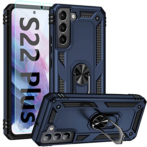 SKTGSLAMY for Galaxy S22 Plus Case,Samsung Galaxy S22 Plus Case,with Screen Protector,[Military Grade] 16ft. Drop Tested Cover with Magnetic Kickstand Car Mount Protective Case for S22 Plus, Blue