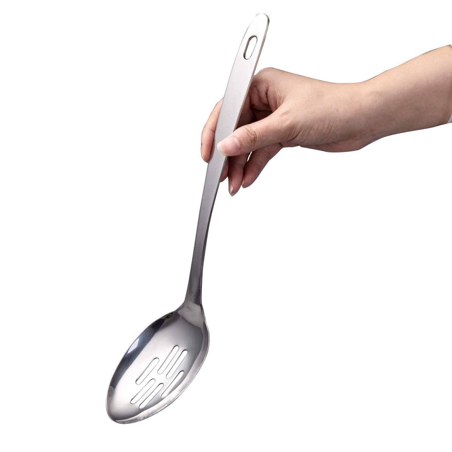 IMEEA Cooking Spoon Stainless Steel Large Serving Spoon Slotted Spoons for Cooking 12.8-Inch, Set of 2