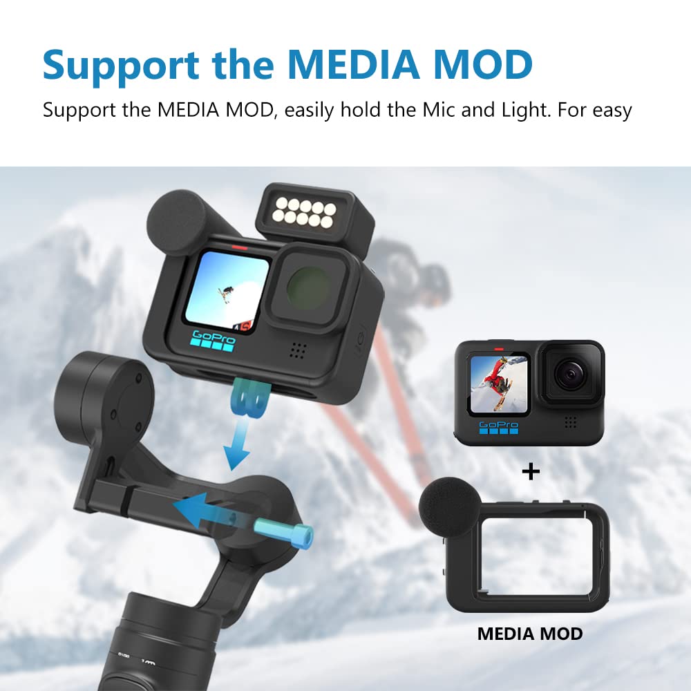 INKEE Falcon Plus Gimbal Stabilizer for Action Cameras 3-Axis Professional Camera Handheld Gimbal for GoPro Hero10, 9, 8, 7, 6, 5, OSMO Action, Insta360