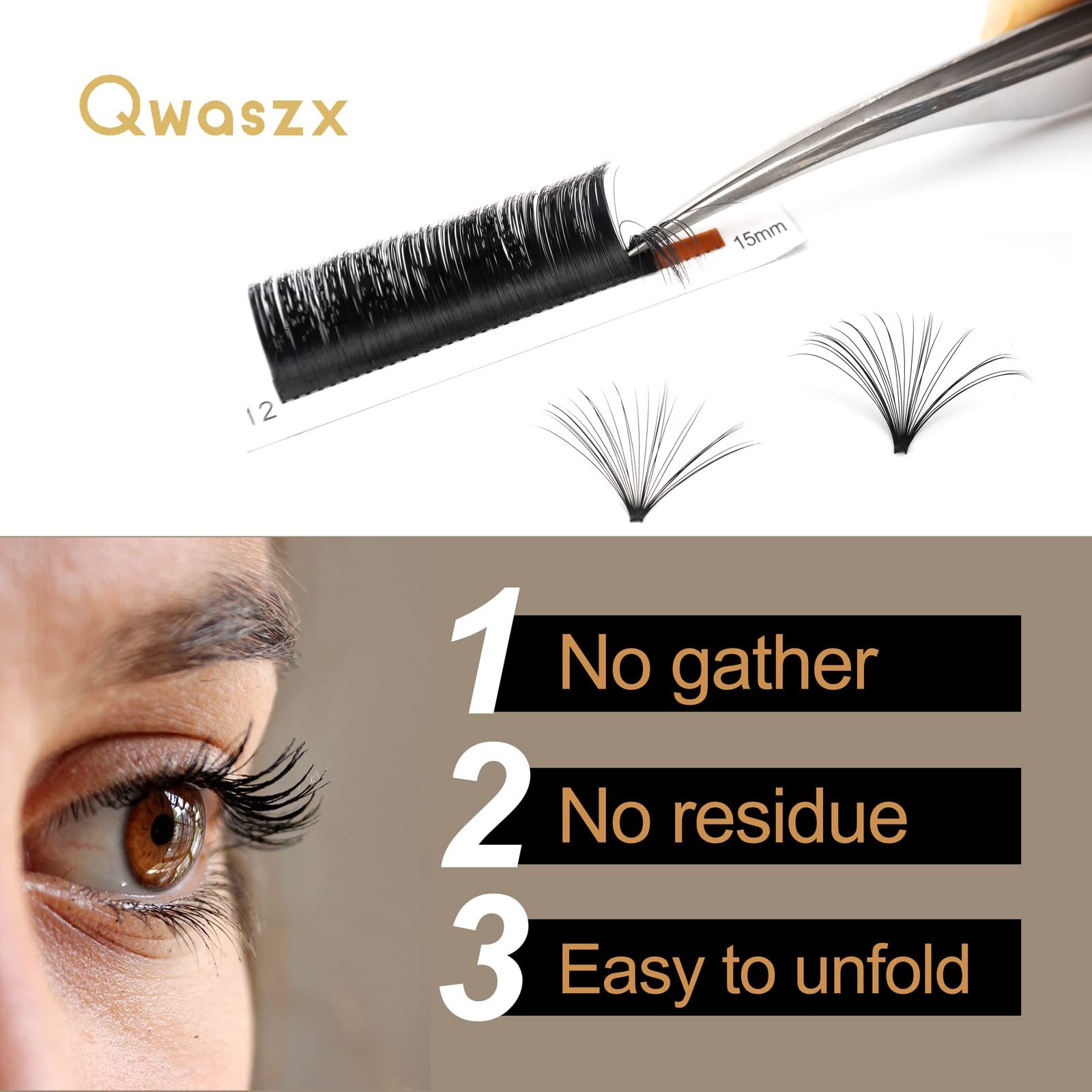 Qwaszx Eyelash Extension fan eyelash curling 0.05/0.07 C / D curling 8-15mm mixed expansion curling convenient flowering eyelashes(0.05-D Curl 8-15mm)