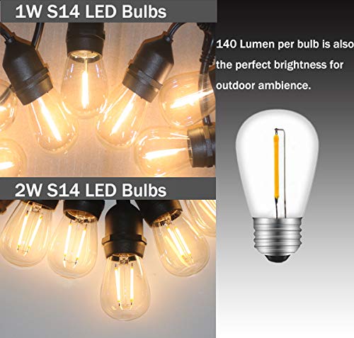 INNOCCY Edison LED S14 Light Bulbs 1W 140 Lumen 2700K Soft-warm Vintage Style Waterproof Bulb Perfect for Outdoor String Lights 30 Pack