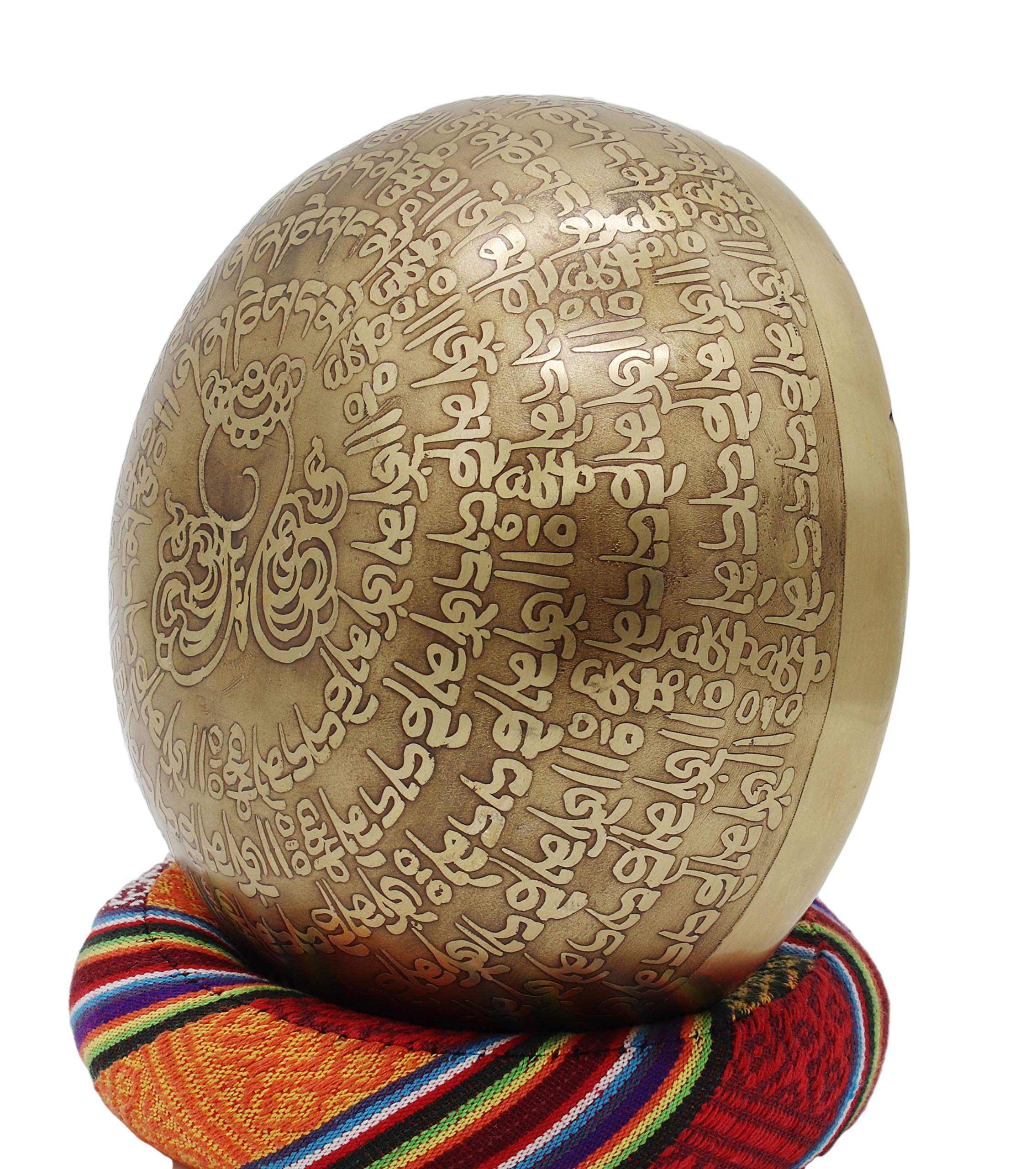 KHUSI 6 Inch Tibetan Singing Bowl, Full Mantra Conch Engraved Sound Bowl for Mindfulness Chakra Bowl, Comes w/Silk Box, Cushion and Leather grip Mallet